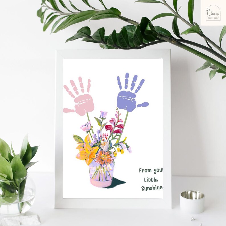 Handprint Gift for Grandma,flower Bouquet Handprint Craft for Birthday ...