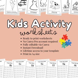 Kids Activity Worksheets Editable & Printable Alphabet Busy Book ...