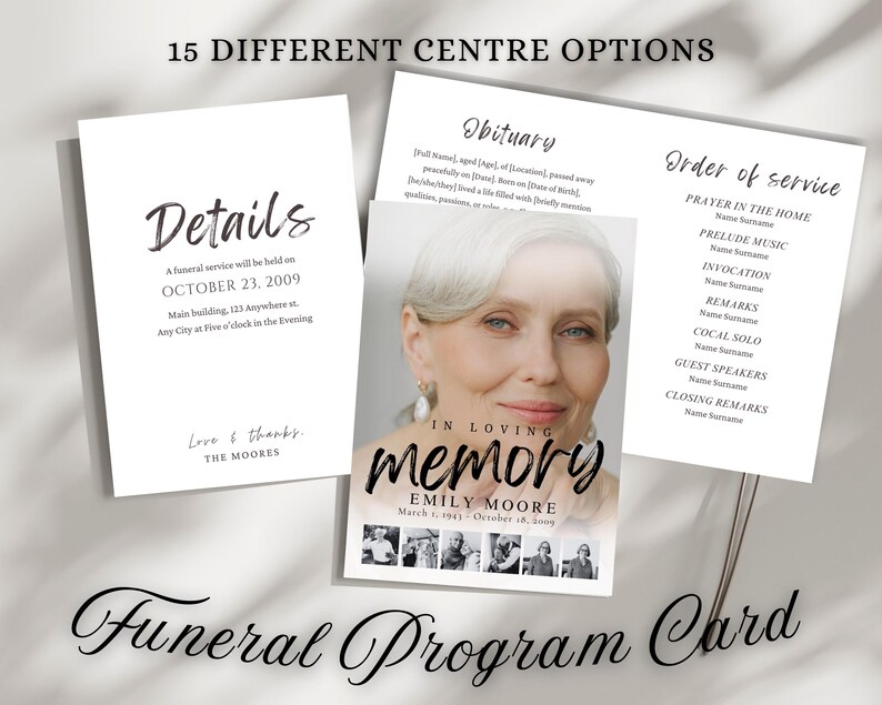 Funeral Poster Collage Editable Template, Memorial Sign, Funeral ...