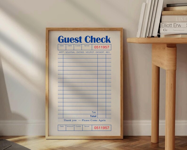 Blank Guest Check Poster Trendy Wall Art Aesthetic Preppy Prints ...