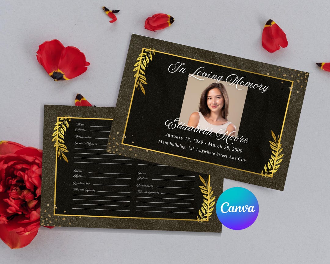 Editable Funeral Guest Book Template Memorial Sign in Guest Book ...