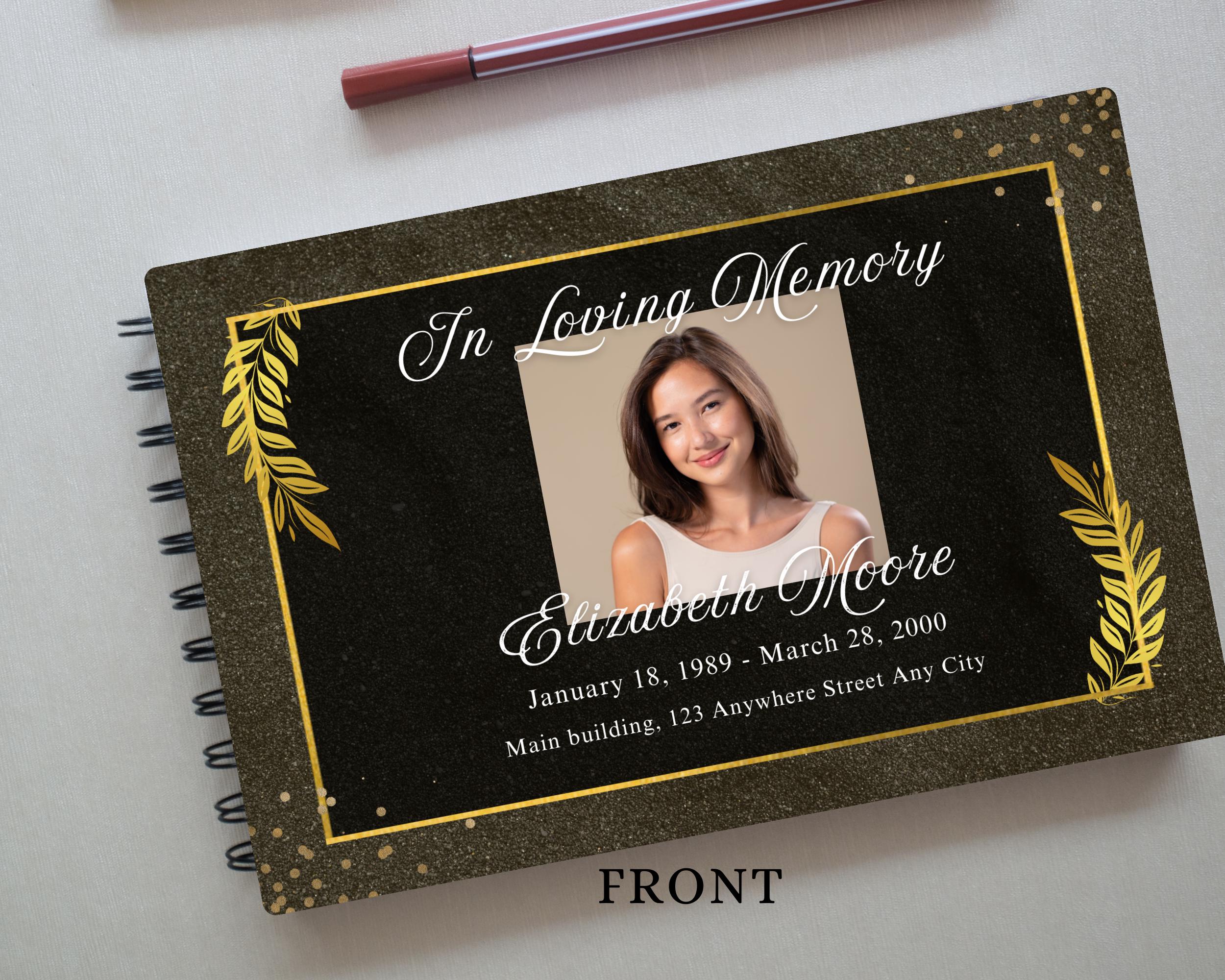 Editable Funeral Guest Book Template Memorial Sign in Guest Book ...