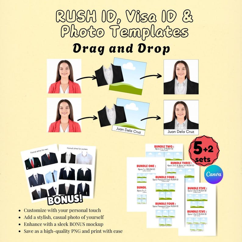 Rush ID and Photo Templates,editable Photo Templates,editable Canva ...