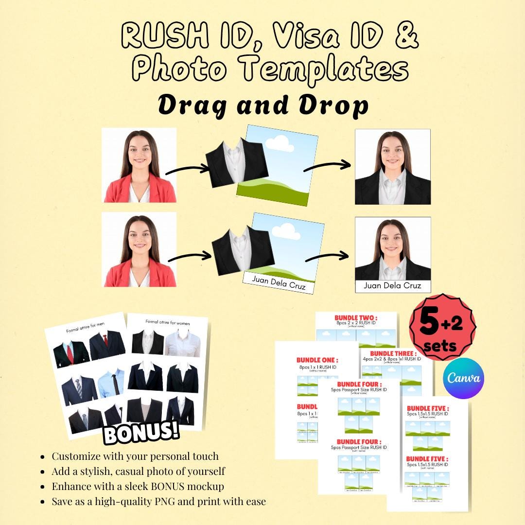 Rush ID and Photo Templates,editable Photo Templates,editable Canva ...