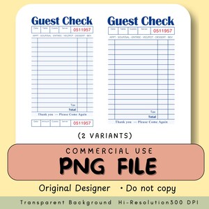 Guest Check Print PNG Blank Guest Check List Restaurant Guest Check ...