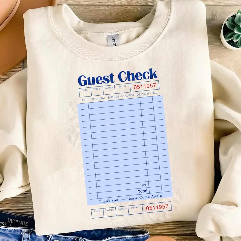 Guest Check Print, Blank Guest Check PNG, Aesthetic Preppy Prints ...