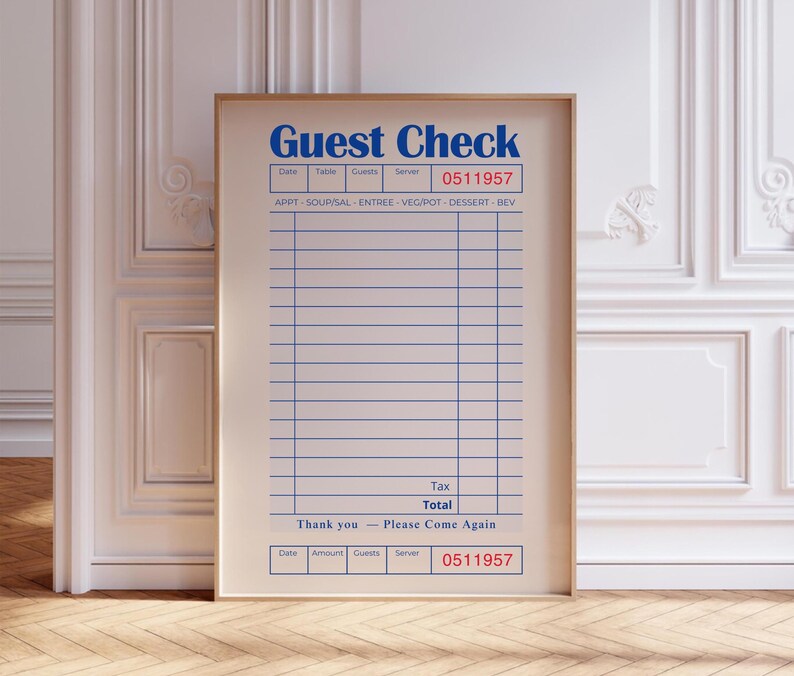 Blank Guest Check Poster Trendy Wall Art Aesthetic Preppy Prints ...