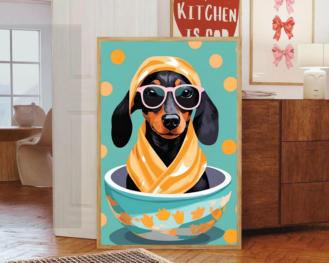 Dachshund Wall Art Funny Bathroom Decor Dachshund Dog in Toilet Weiner ...