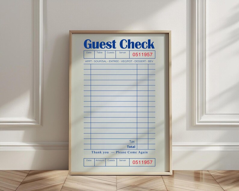 Blank Guest Check Poster Trendy Wall Art Aesthetic Preppy Prints ...