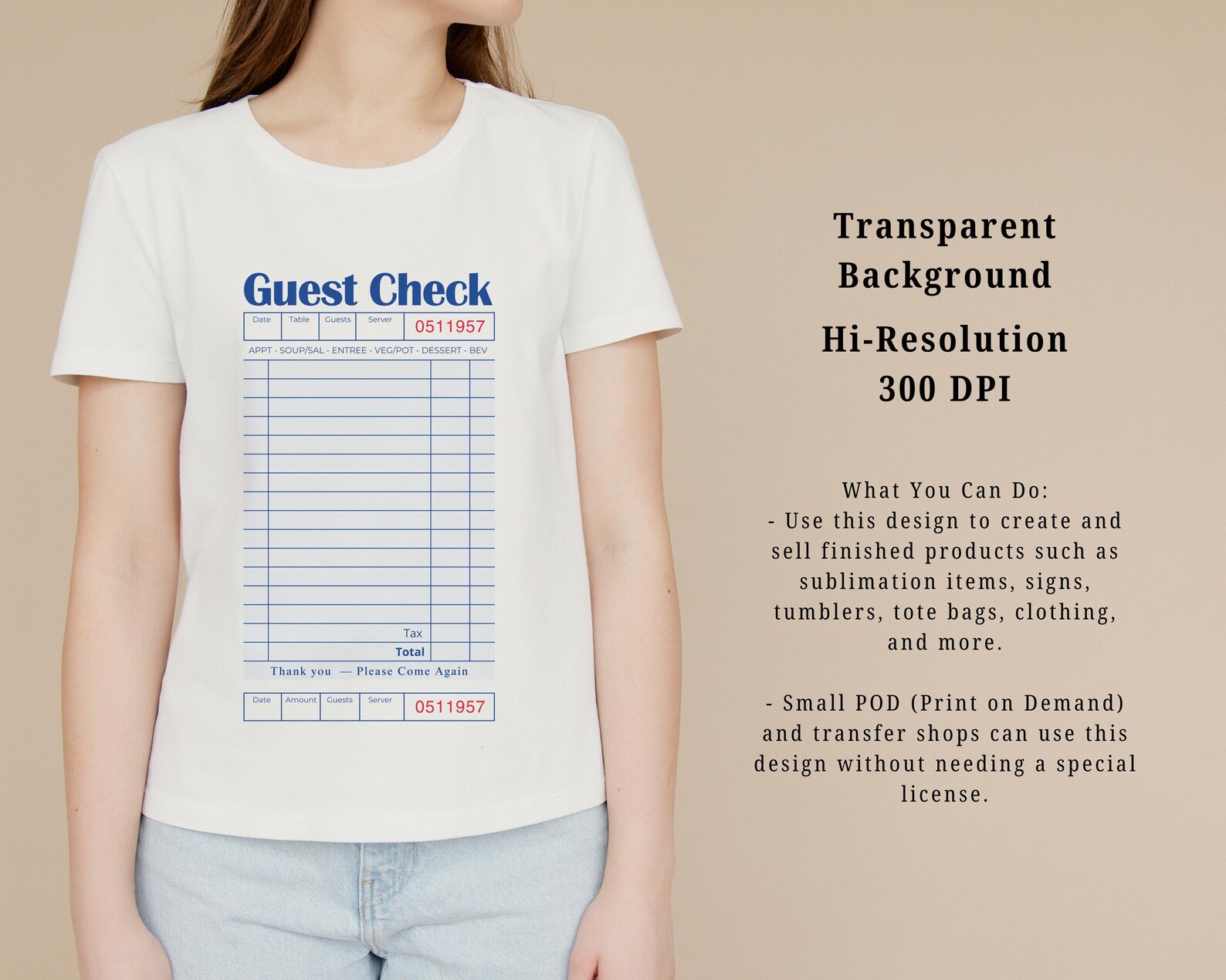 Guest Check Print PNG Blank Guest Check List Restaurant Guest Check ...