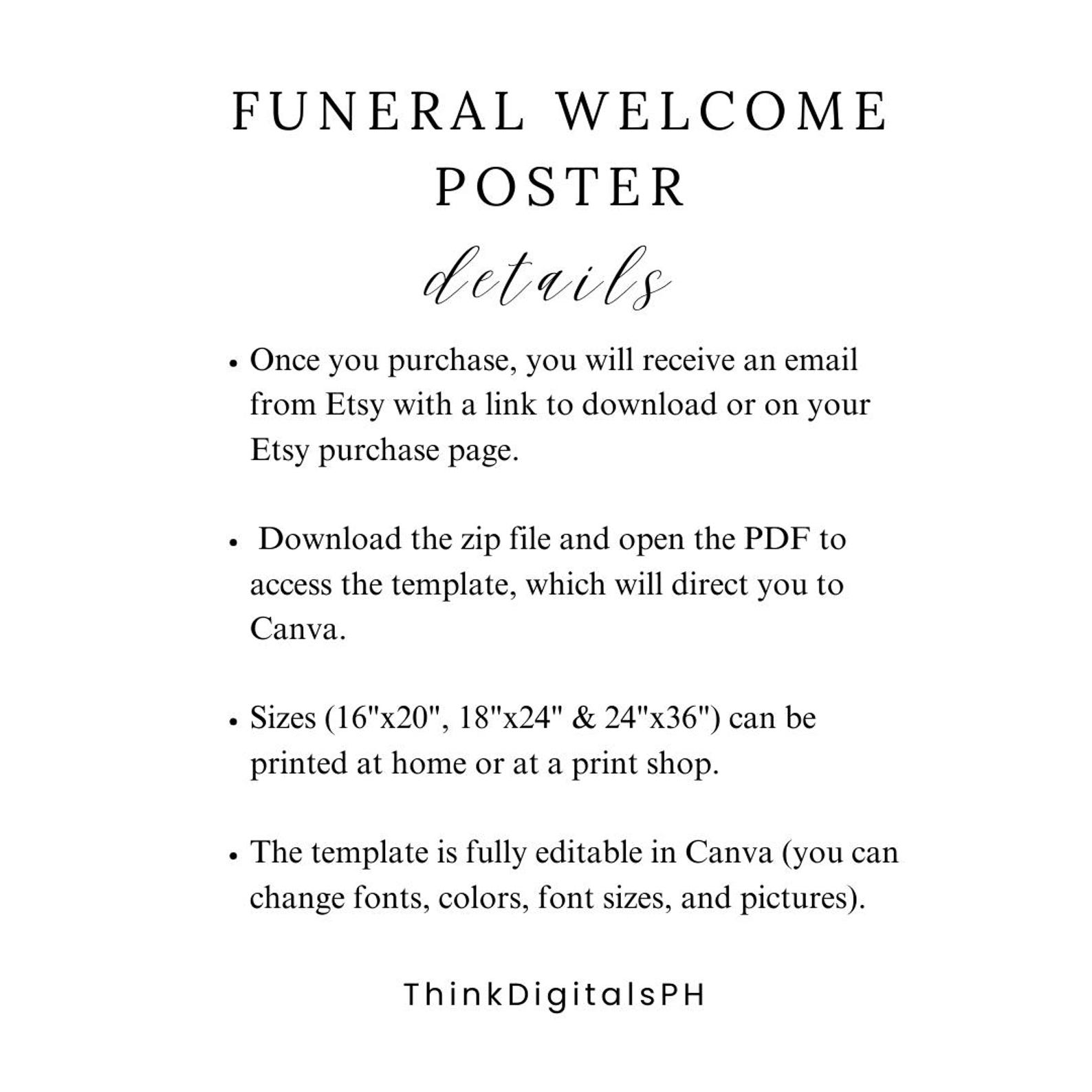 Funeral Welcome Sign,funeral Poster Template,memorial Poster,funeral ...