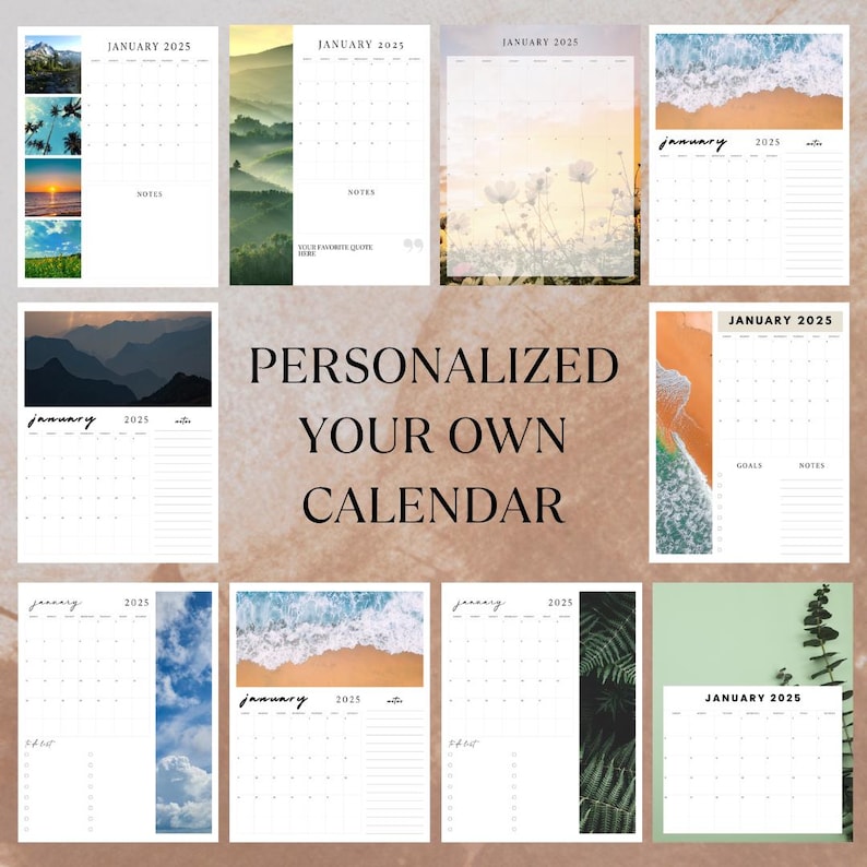 2025 Calendar Templates Editable in Canva,wall Calendar,minimalist ...