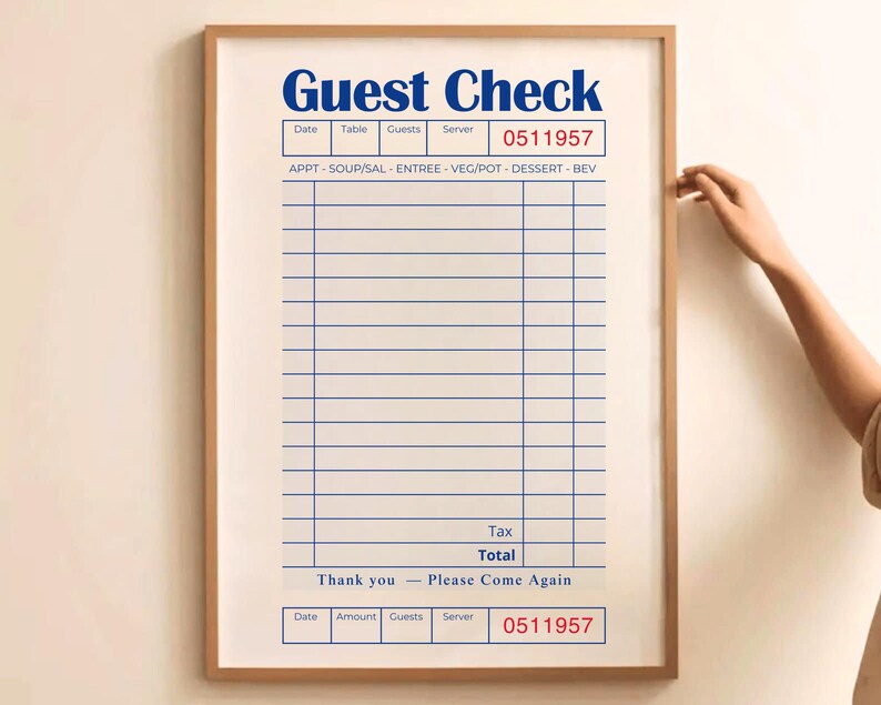 Blank Guest Check Poster Trendy Wall Art Aesthetic Preppy Prints ...