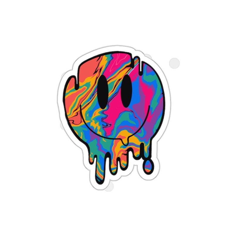 Trippy Colored Smiley Face Drooping Sticker - Etsy