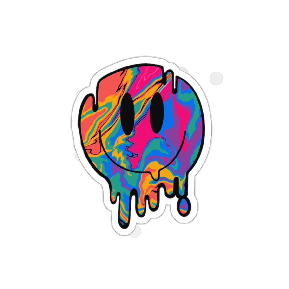 Trippy Colored Smiley Face Drooping Sticker - Etsy
