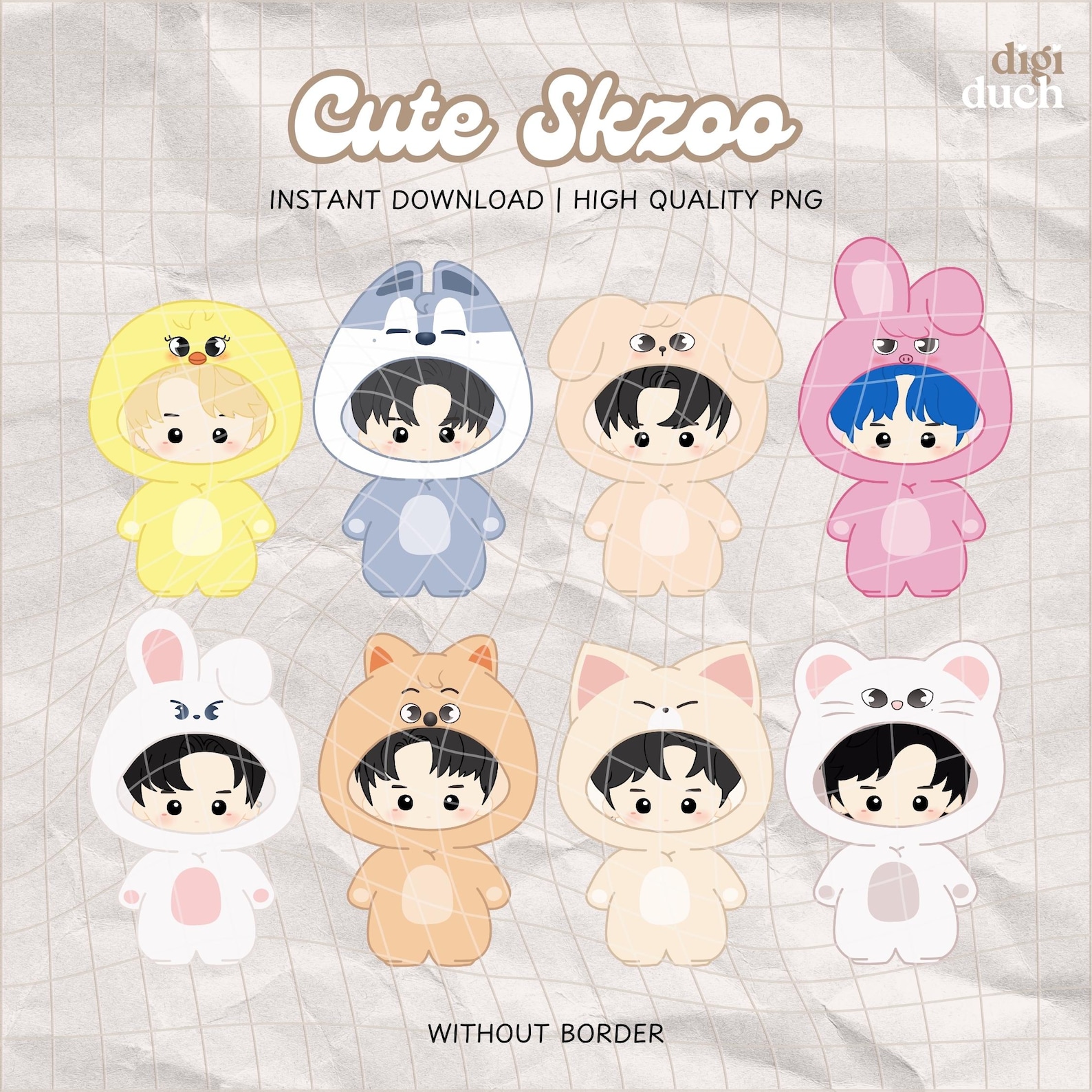 Stray Kids SKZOO Cute Chibi Printable Clipart Printable Sticker Digital ...