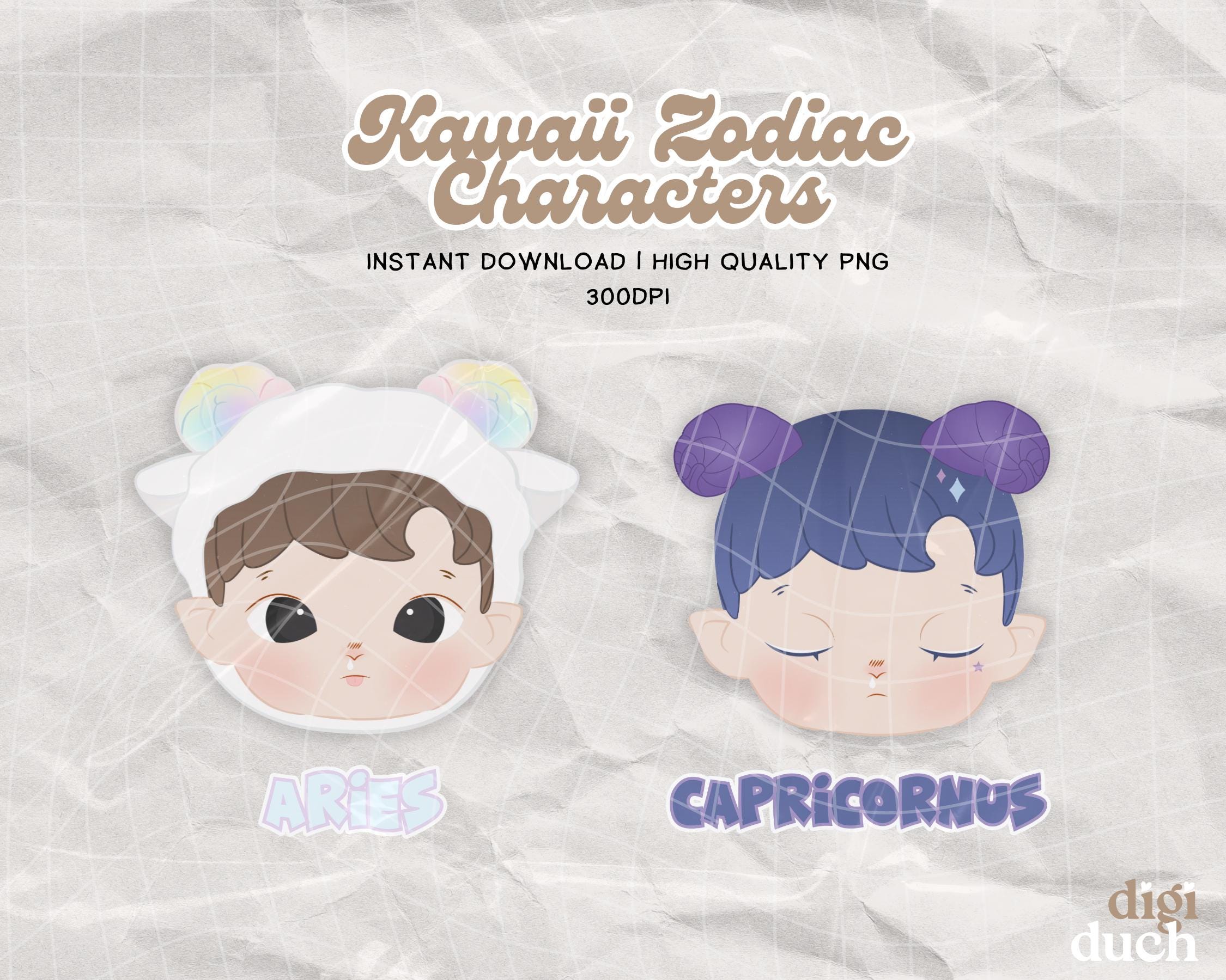 Kawaii Cute Haci Pupu Zodiac Signs Printable Clipart, Printable Sticker ...