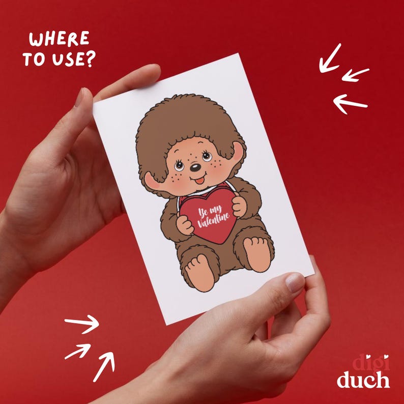 Monchii Valentine PNG Bundle, Cute Baby Monkey Clipart, Trendy Doll ...