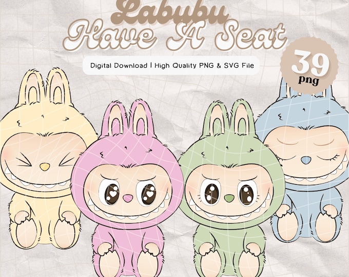 Paquete de 48 Labubu PNG, lindo paquete de Labubu PNG, Labubu PNG SVG ...