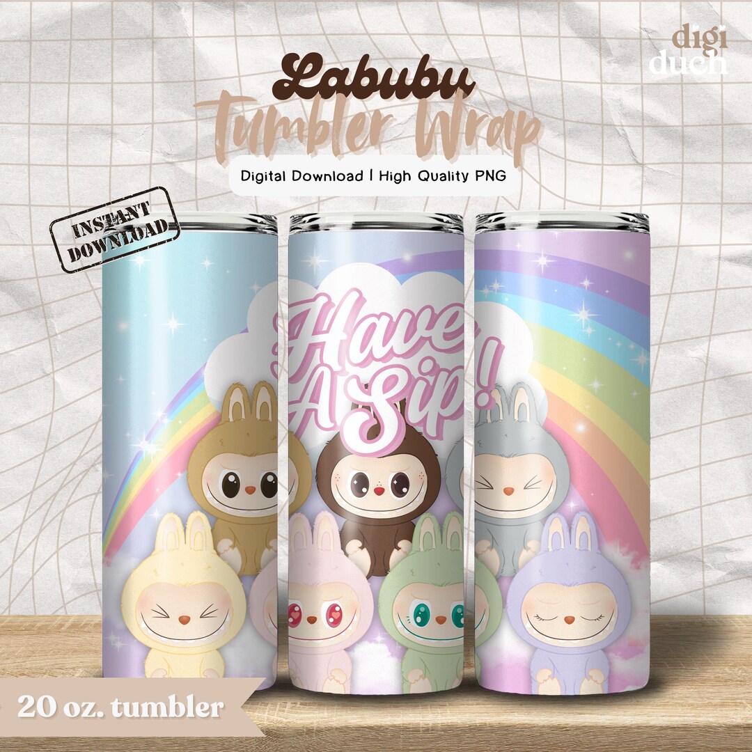 20oz Labubu Tumbler Wrap, Labubu Wrap, Labubu Have A Seat, Labubu PNG ...