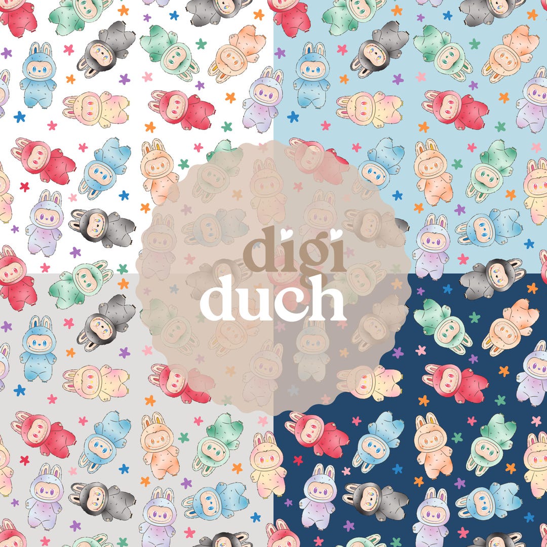 Labubu Seamless Pattern, Labubu Digital Paper, Labubu Pattern, Labubu ...
