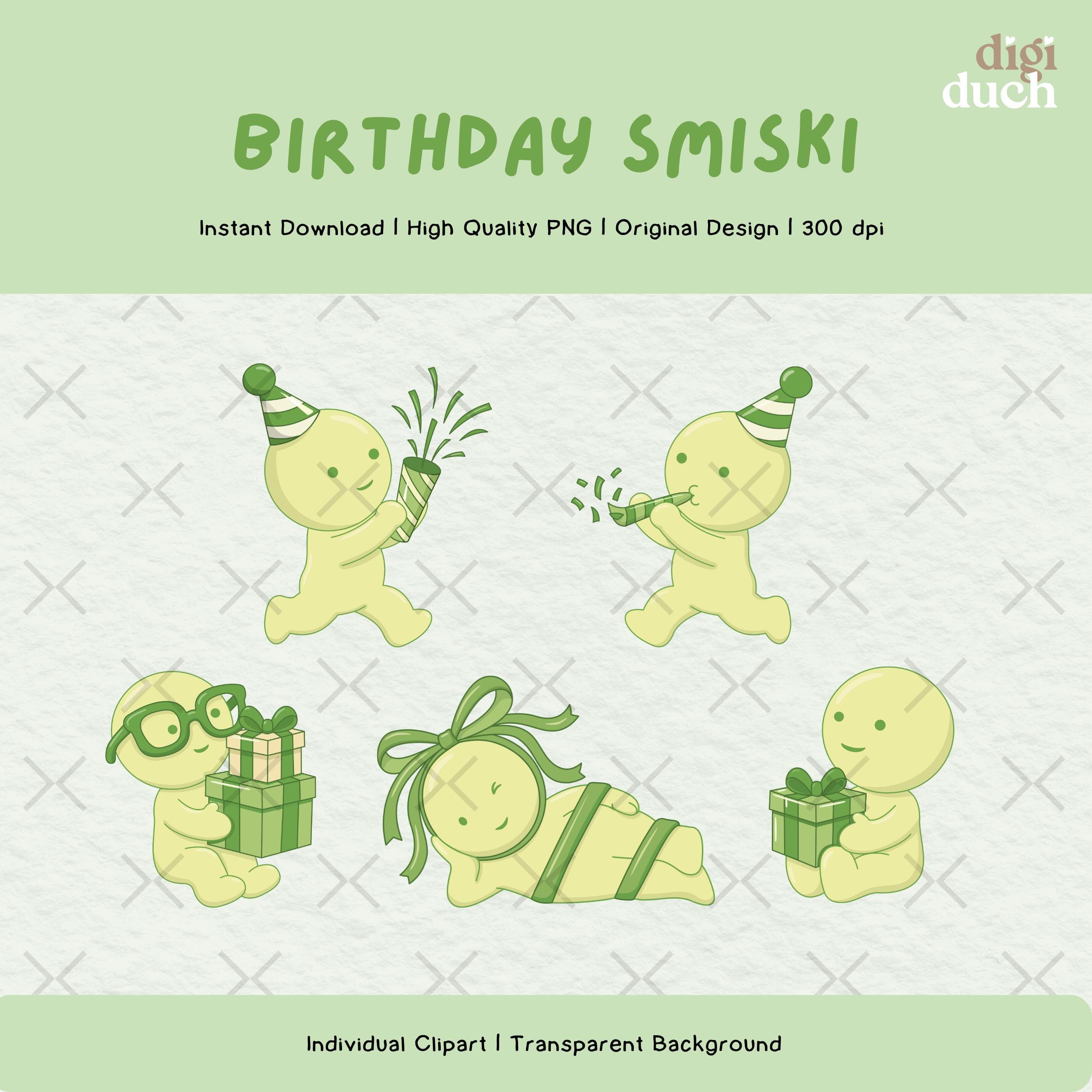 Birthday Smiski PNG Bundle, Original Design, Print-and-cut, Digital ...