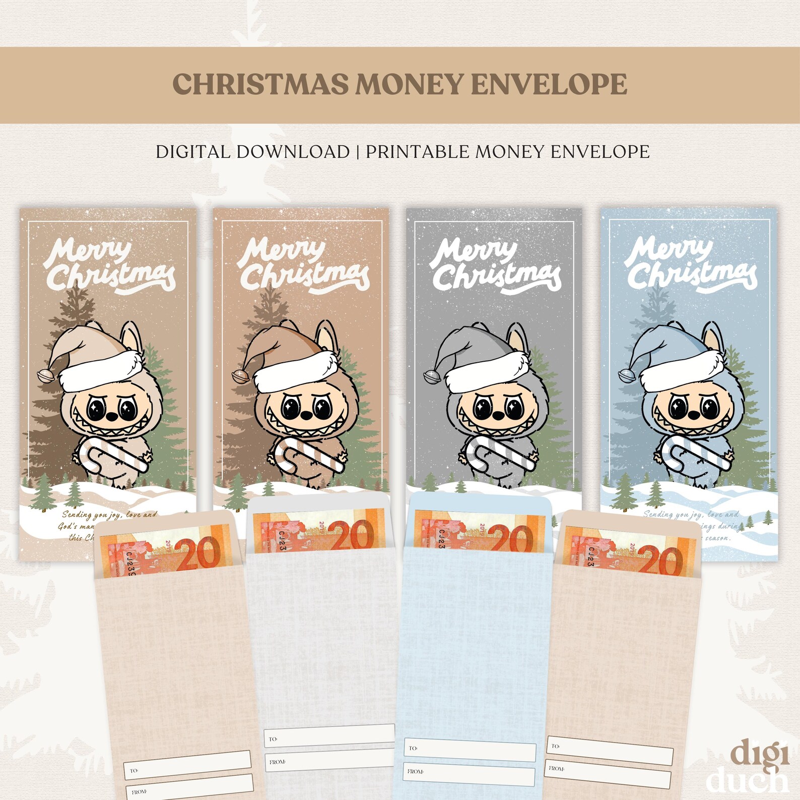 Printable Christmas Money Envelope | Labubu Christmas Cash Envelope ...