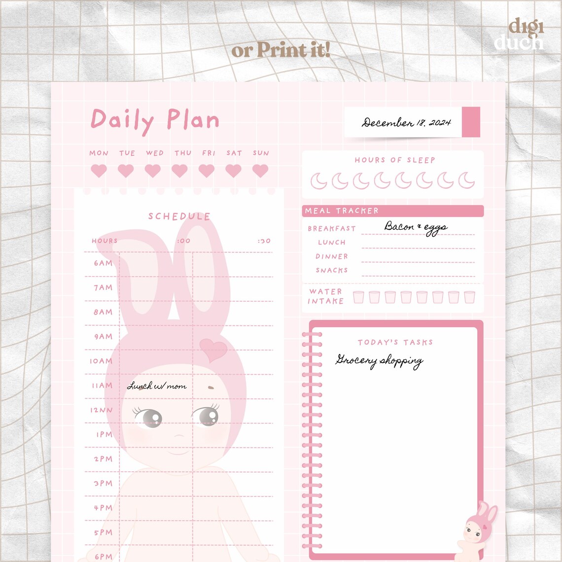 Sonny Angel Planner: Daily, Weekly, Monthly Printable (PNG Digital ...