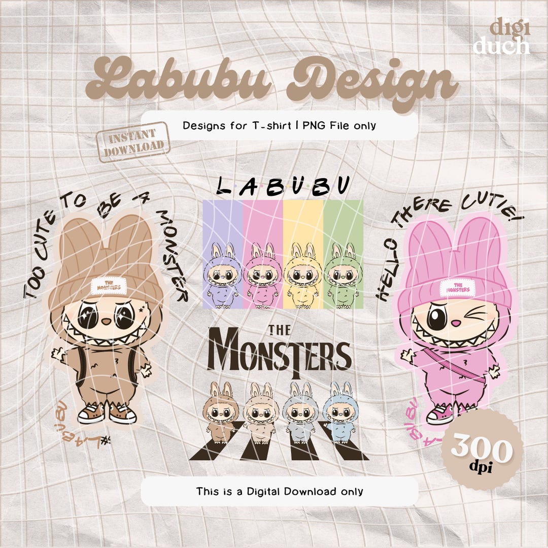 Pack of 4 Labubu T-shirt PNG, Original Labubu Design, Labubu Png ...