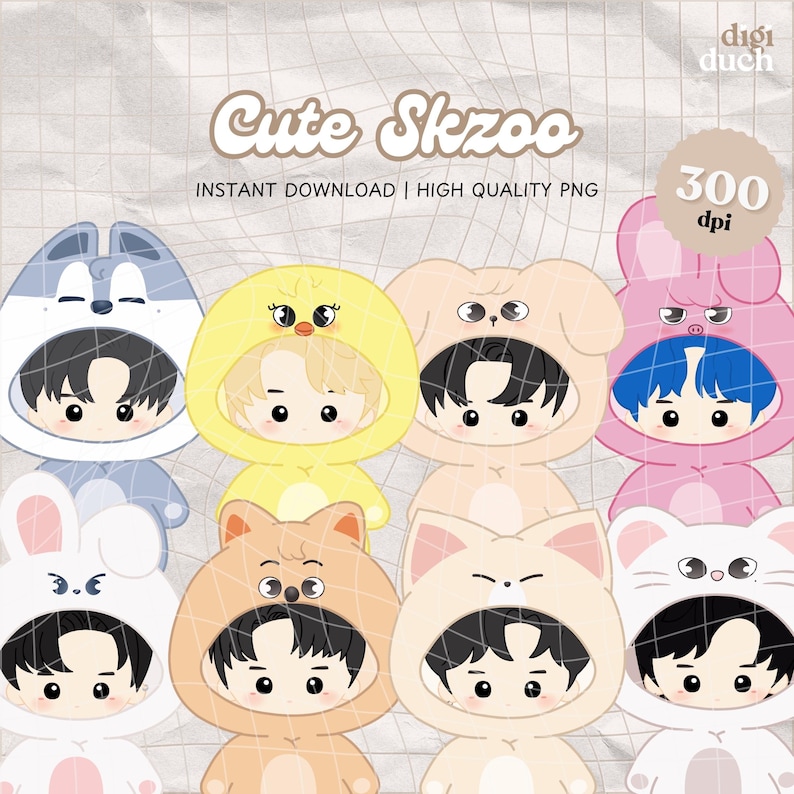 Stray Kids SKZOO Cute Chibi Printable Clipart Printable Sticker Digital ...