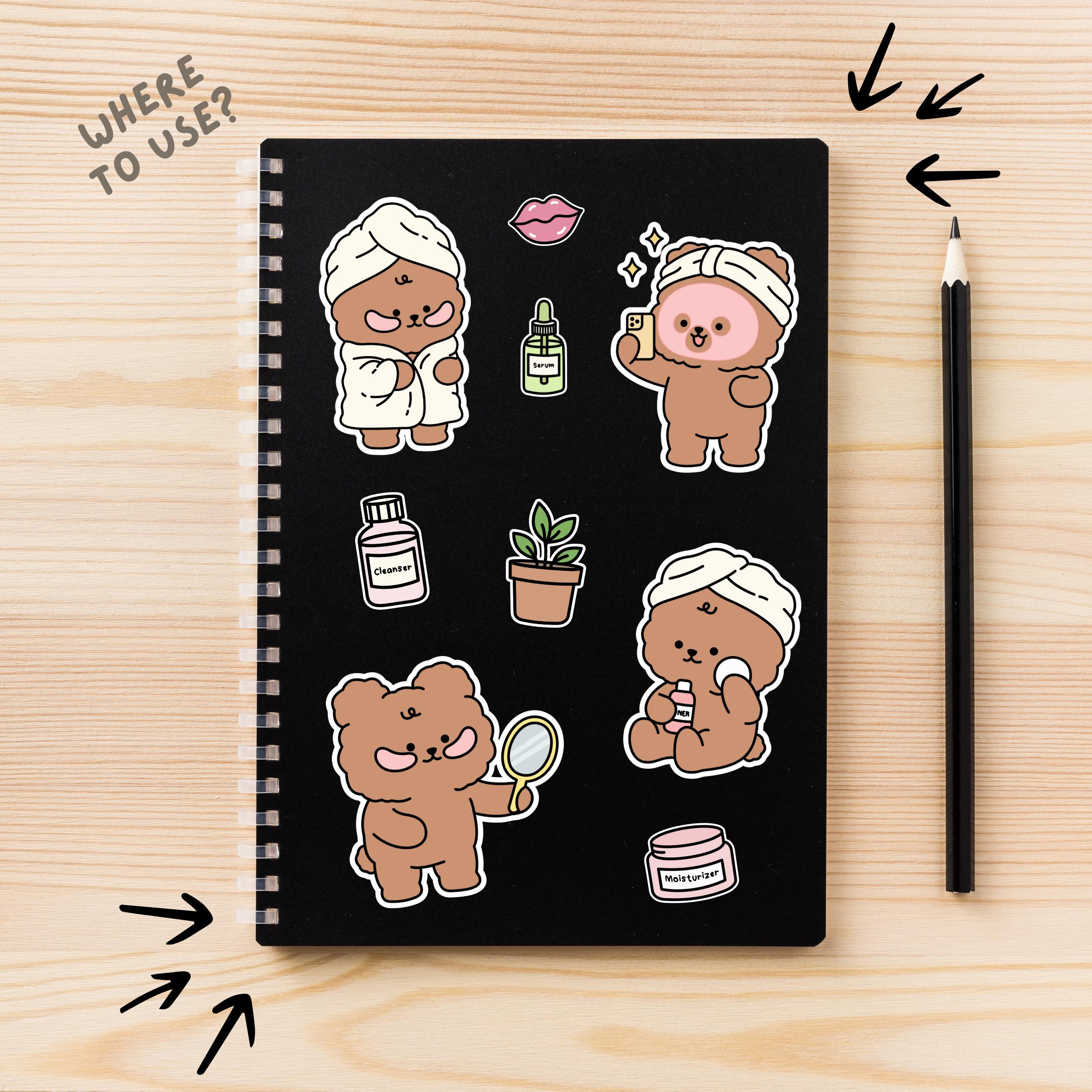 Kawaii Korean Bear Self-care Clipart Bundle, Cute Spa Day Bear PNG ...