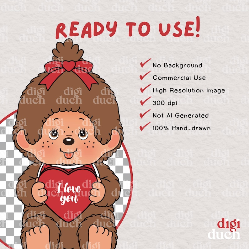 Monchii Valentine PNG Bundle, Cute Baby Monkey Clipart, Trendy Doll ...