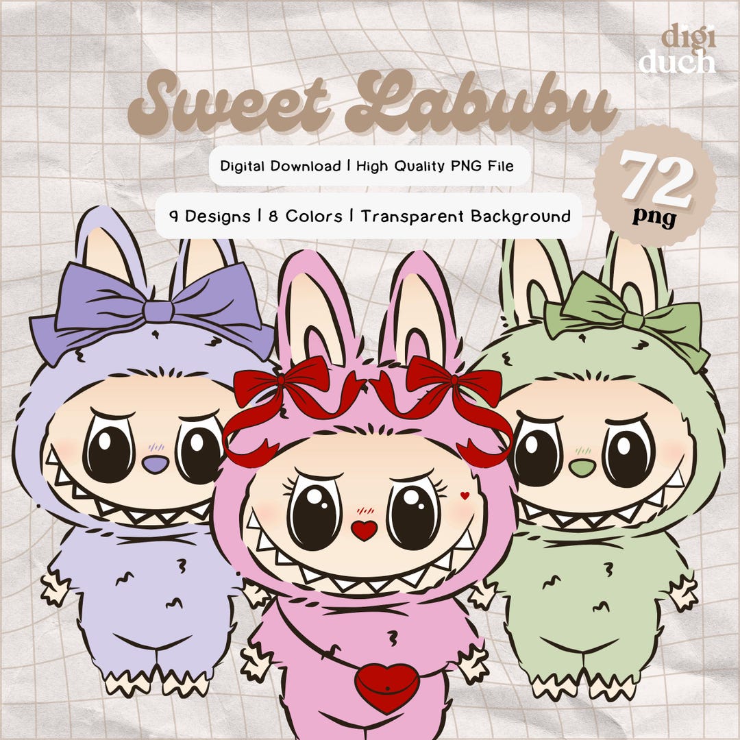 72 PNG Labubu con lazos Png, Labubu PNG, Lindo Labubu, San Valentín PNG ...