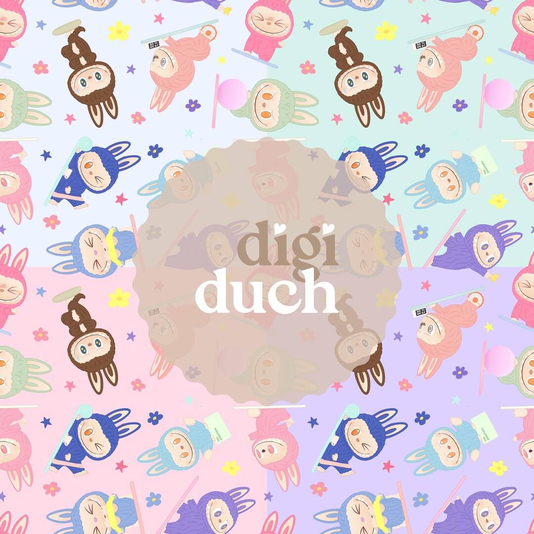 Labubu Seamless Pattern, Labubu Digital Paper, Labubu Pattern, Labubu ...