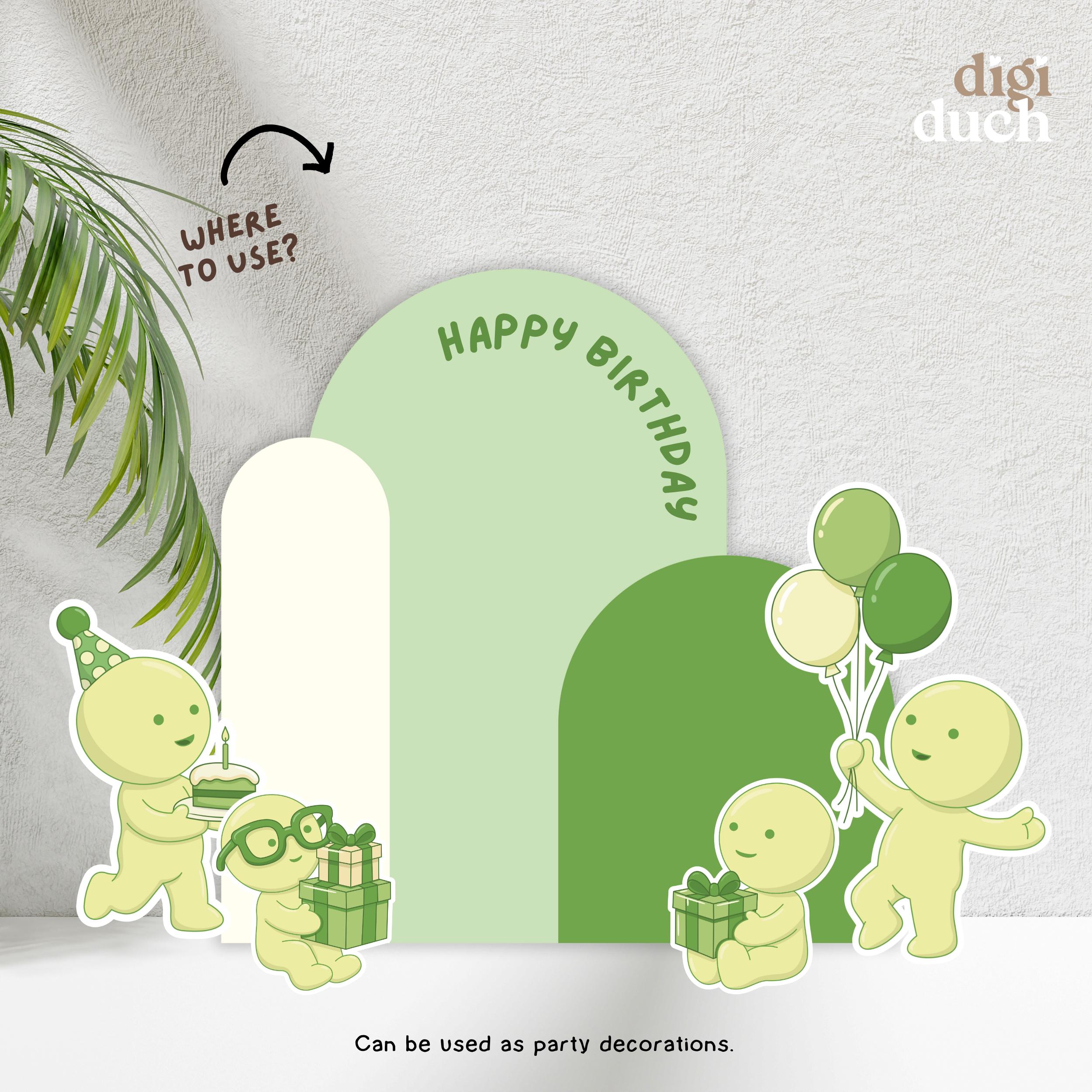 Birthday Smiski PNG Bundle, Original Design, Print-and-cut, Digital ...