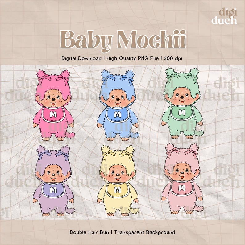 Cute Baby Monkey PNG, Cute Chibi PNG, Trendy Dolls PNG, Print-and-cut ...