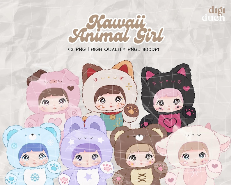 42 PNG Kawaii Nommi Cute Girls in Costumes Printable Stickers Png ...