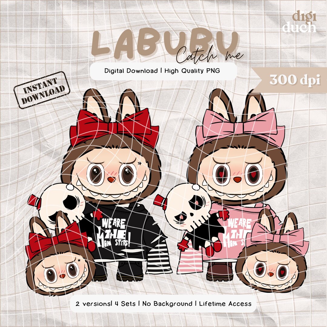Labubu PNG Bundle 18 Pack, Cute Labubu Clipart With Bows, Catch Me ...