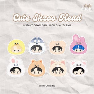 Kawaii Stray Kids SKZOO Chibi Head Printable Clipart, Printable Sticker ...