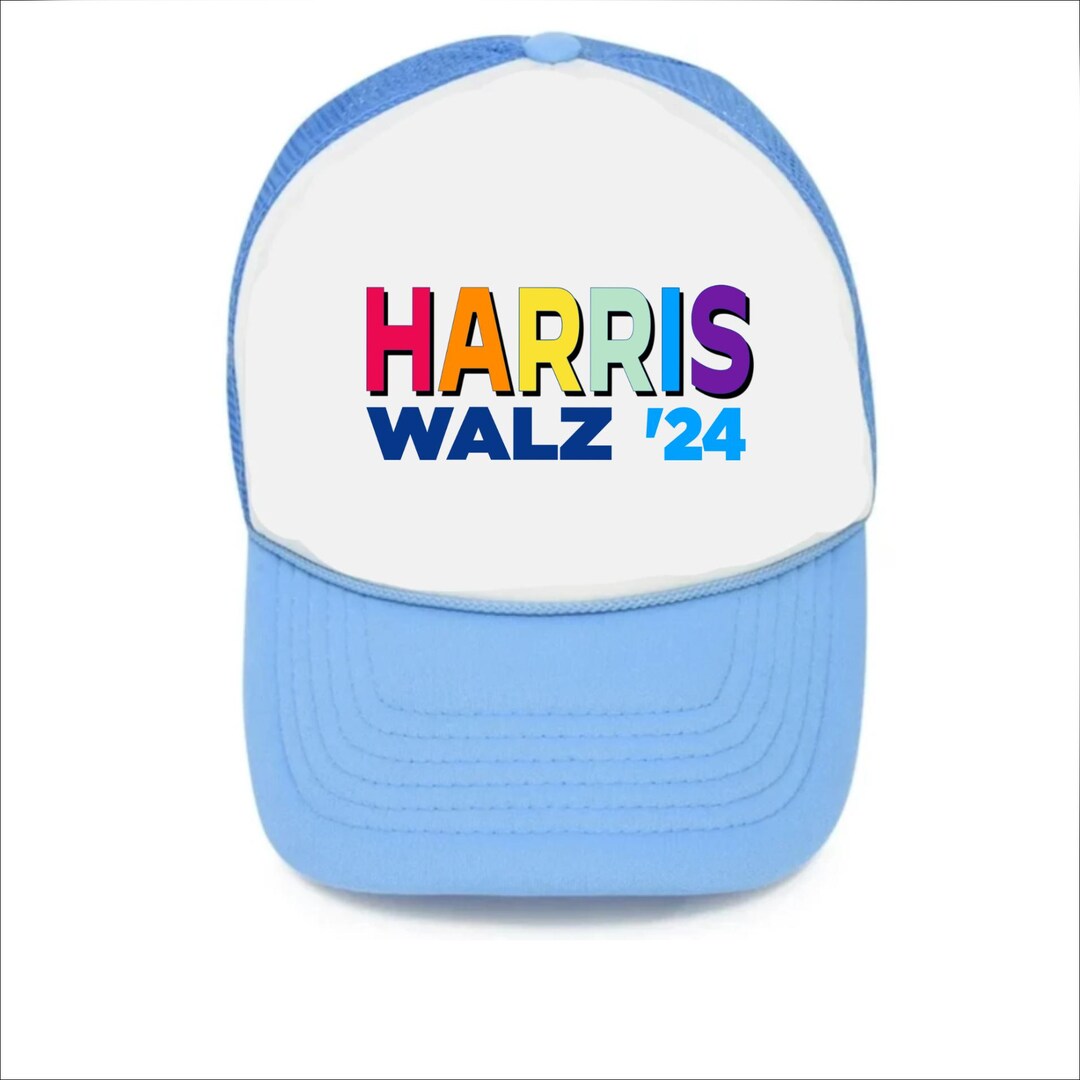 HARRIS-WALZ 2024 RAINBOW Kamala Harris Tim Walz Trucker Hat Raising ...