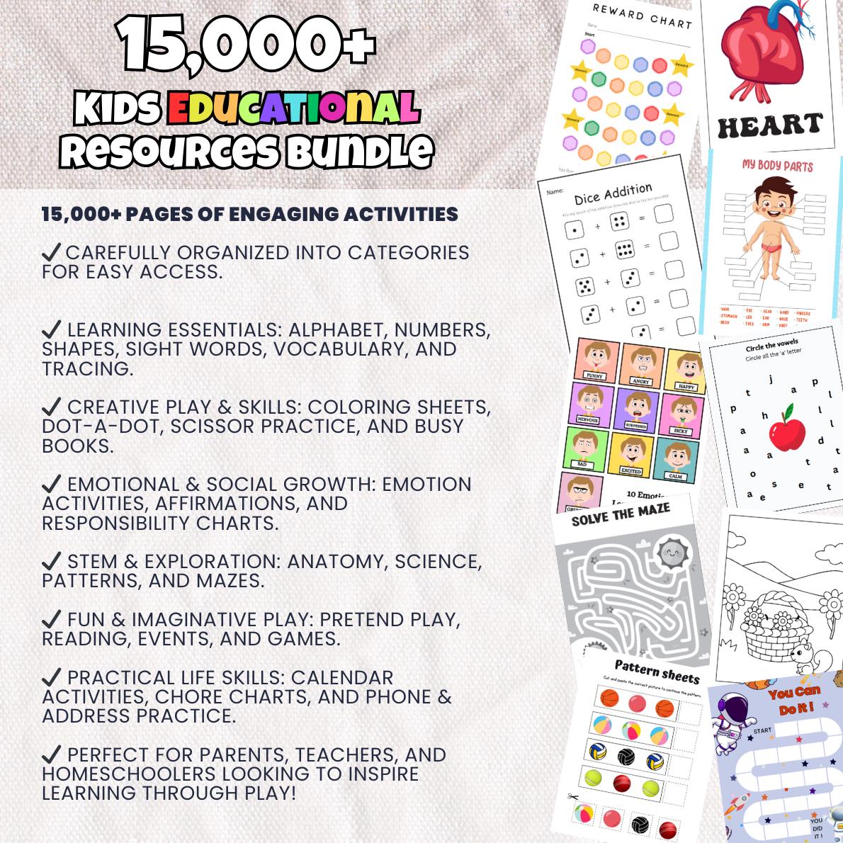 15,000+ Kids Learning Activities Bundle PLR/MRR (digital Download) - Etsy