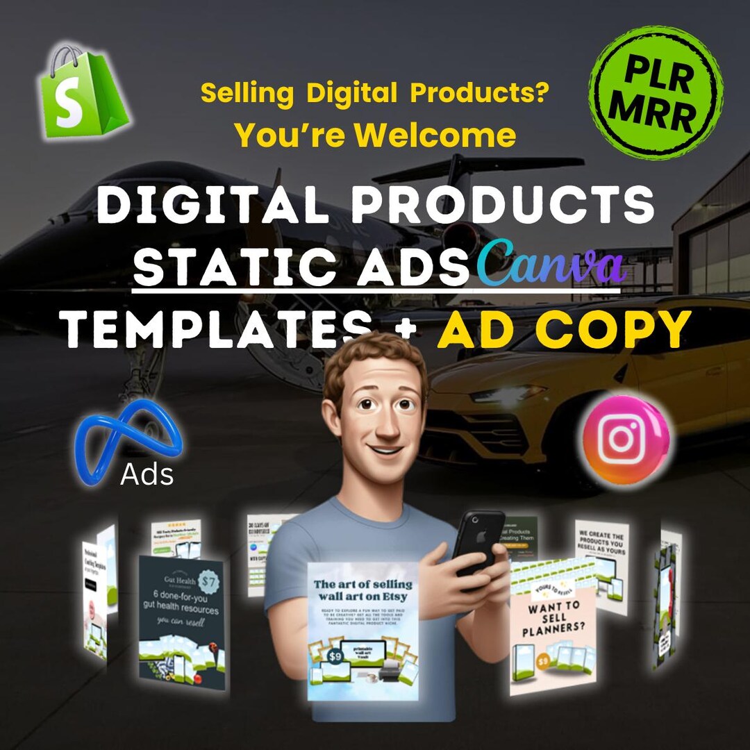 Digital Product Ads: Canva Templates + Shopify SEO Checklist (PLR) - Etsy