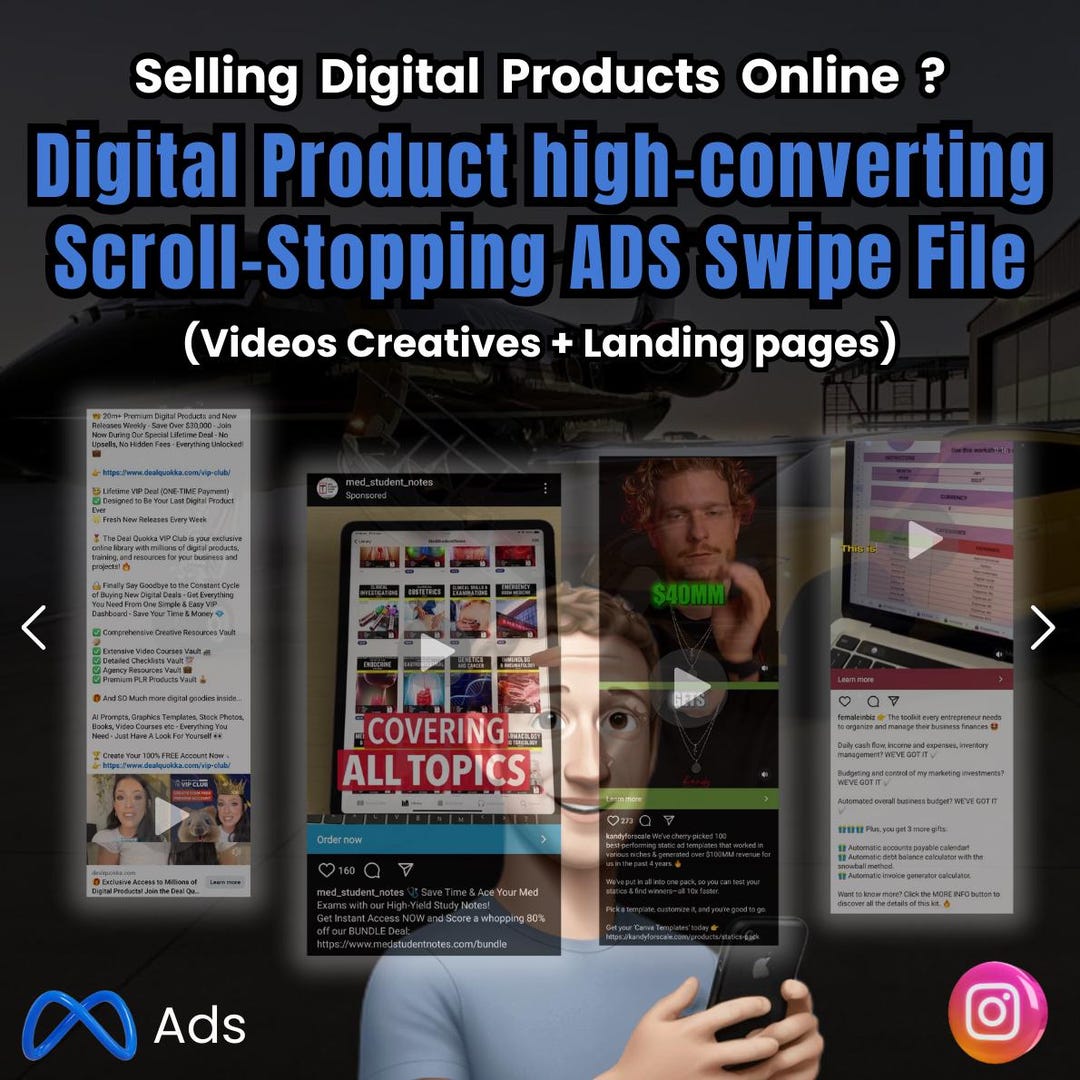 Digital Product Ads Swipe File: 250+ Ad Examples & Website Checklist ...