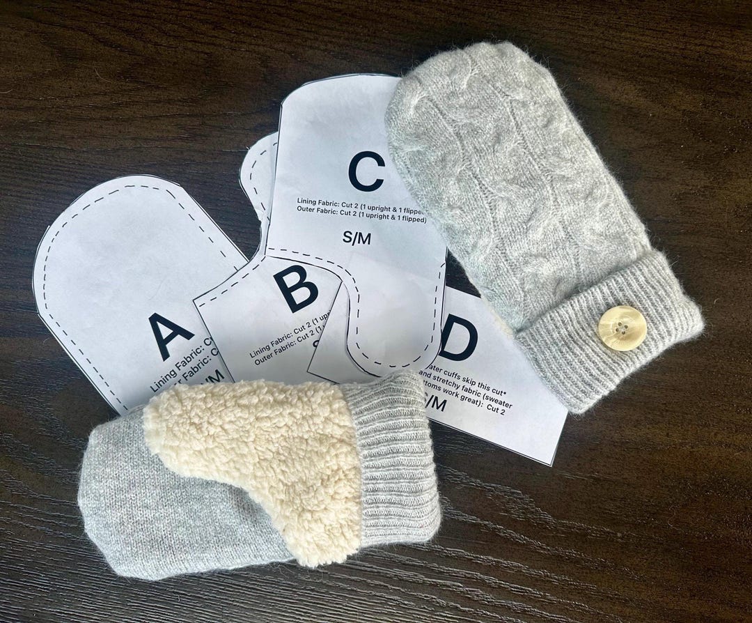 Sweater Mitten Sewing Pattern: 2 Sizes, Beginner Friendly (PDF Download ...