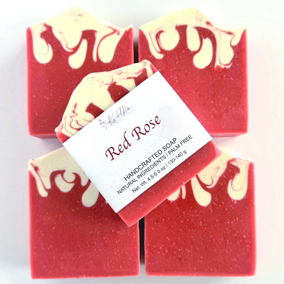 Red Rose Soap - Handmade Luxurious Natural Rose Scented Bar Soap - Gift ...
