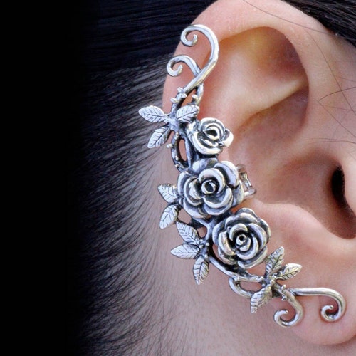 Flower Ear Cuff Valentines Day Gift Floral Ear Cuff Rose Ear - Etsy ...