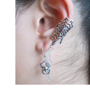 Spider Web Ear Cuff Silver Web and Chained Spider Ear Cuff Bajoran ...