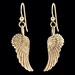 14k Gold Angel Wing Earrings Solid Gold Angler Wing Charm Gold Earrings ...