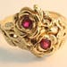 Double Rose and Ruby Ring 14K Gold Flower Ring Rose Ring Flower Jewelry ...