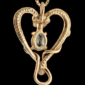 Viper Valentine With Blue Zircon - Solid 14k Gold - Gold Serpent Heart ...